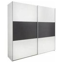 Schwebet&uuml;renschrank Rauch "Kleiderschrank Schrank Garderobe W&auml;scheschrank Schlafzimmer BORBA", schwarz-wei&szlig; (wei&szlig;, graumetallic), B:218cm H:210cm T:59cm, Holzwerkstoff, Schr&auml;nke, Schwebet&uuml;renschrank, optional mit Absetzung in Graumetallic MADE IN GERMANY