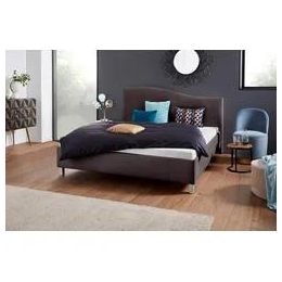 Polsterbett, grau (anthrazit), B:172cm H:100cm L:210cm, Bezug Bett: Velours mit grober Lederoptik (100% Polyester);Bonnellfederkernmatratze: 51% Polypropylen, 39% Polyester, 10% Baumwolle;Kaltschaummatratze: 100% Polyester, Bezug abnehm- und waschbar bis 60C, Westfalia Schlafkomfort, Betten, Polsterbett