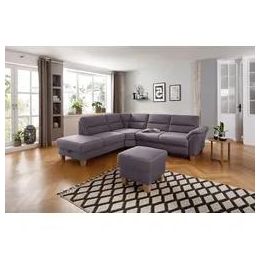 Ecksofa Home Affaire "Soleo L-Form", grau (dunkelgrau), B:262cm H:89cm T:235cm, Luxus-Microfaser ALTARA NUBUCK (100% Polyester);Struktur (100% Polyester);Luxus-Microfaser Lederoptik (100% Polyester), Sofas, Ecksofa, komfortabel durch Trapezecke mit Relaxfunktion, auch mit Bettfunktion