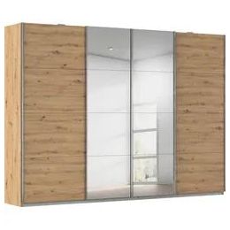 Schwebet&uuml;renschrank Rauch "Kleiderschrank Schrank Garderobe W&auml;scheschrank Ankleide SYNCRONO", braun (eichefarben artisan, spiegel), B:316cm H:230cm T:62cm, Holzwerkstoff, Schr&auml;nke, Schwebet&uuml;renschrank, Mittelt&uuml;ren mit praktischer Synchron-&Ouml;ffnung MADE IN GERMANY