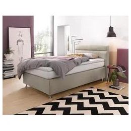 Boxspringbett, beige (struktustoff dunkelbeige), ohne LED-Beleuchtung, Liegefl&auml;che B/L: 120cm x 200cm, H2, Bonnell-Federkernmatratze, Bezug Unterbox und Kopfteil: Strukturstoff (77% Polyester und 23% Viskose);Bezug Obermatratze 100% Polyester, waschbar bis 60C, Westfalia Schlafkomfort, Komplettbetten, Boxspringbett, wahlweise mit LED-Beleuchtung