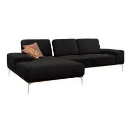 Ecksofa W.Schillig "run, Designsofa mit tollem Sitzkomfort, L-Form", schwarz (midnight w82), B:279cm H:88cm T:178cm, Longlife Xtra-Leder Z73: Naturwalkleder der Luxusklasse aus den erlesensten Rohh&auml;uten. Hautst&auml;rke 1, 1 &ndash; 1, 3 mm;ROHLEDER Jacquard-Flachgewebe Q2 W60 (63% Polyester, 37% Polyacryl);ROHLEDER Chenille-Flachgewebe Q2 W77 (68% Polyacryl, 32% Polyester);Stoff S37 (100% Polyester), Sofas,