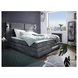 Boxspringbett Collection AB "Copenhagen", grau (anthrazit), B:231cm L:215cm, Holzwerkstoff, Spanplatte, Komplettbetten, Boxspringbett, inklusive Bettkasten, Topper, wahlweise mit LED-Beleuchtung, Topseller