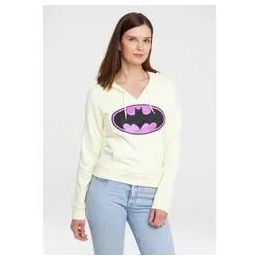 Kapuzensweatshirt logoshirt "Batman-Logo", Damen, Gr. XL, gelb (hellgelb), 70% Baumwolle, 30% Polyester, unifarben, normal, ohne Ausschnitt, Sweatshirts, mit lizenziertem Print