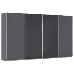 Schwebet&uuml;renschrank Rauch "Kleiderschrank Schrank Garderobe W&auml;scheschrank Ankleide SYNCRONO", grau (graumetallic, basaltglas), B:361cm H:211cm T:62cm, Holzwerkstoff, Schr&auml;nke, Schwebet&uuml;renschrank, Mittelt&uuml;ren mit praktischer Synchron-&Ouml;ffnung MADE IN GERMANY