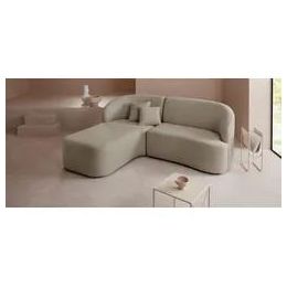 Ecksofa "Dilara L-Form", beige (dunkelbeige), B:200cm H:87cm T:165cm, Struktur fein 100% Polyester);Samtoptik (100% Polyester);Boucl&eacute; (100% Polyester), LeGer Home by Lena Gercke, Sofas, Ecksofa, gerundete R&uuml;ckenlehne und Front, in 3 Bezugsqualit&auml;ten