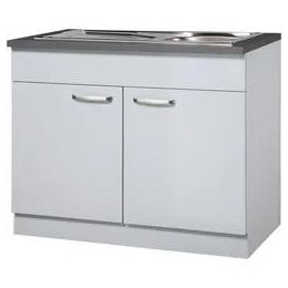 Wiho-K&uuml;chen Sp&uuml;lenschrank WIHO K&Uuml;CHEN "Michigan", grau (front und korpus: steel grau, arbeitsplatte: granit grau), B:100cm H:85cm T:60cm, Schr&auml;nke, Sp&uuml;lenschrank