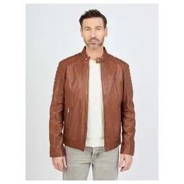 Bikerjacke JCC "51155", Herren, Gr. 48, braun (cognac), Oberstoff: 100% Lammleder; Innenmaterial: 100% Baumwolle; &Auml;rmelfutter: 100% Polyester, Jacken
