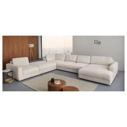 Wohnlandschaft Home Affaire "Bloomfield, Mega Polsterprogramm, Breite 405cm, viel Platz, U-Form", beige, B:405cm H:84cm T:224cm, 92% Polyester 8% Nylon, Sofas, Wohnlandschaft, mit extra tiefer Sitzfl&auml;che, wahlweise mit Sitztiefenverstellung