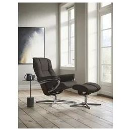 Relaxsessel stressless "Mayfair", braun (braun batick), B:79cm H:102cm T:73cm, Leder BATICK: BATICK ist ein leicht korrigiertes, durchgef&auml;rbtes und genarbtes M&ouml;belleder, bei dem die meisten Unebenheiten und Spuren in der Regel entfernt wurden., Sessel, Relaxsessel, mit Cross Base, Gr&ouml;&szlig;e S, M & L, Holzakzent Braun