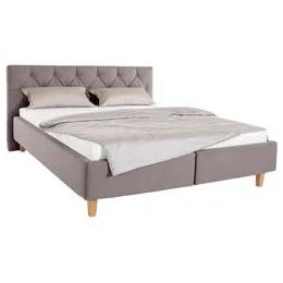 Polsterbett Home Affaire "Sunley 100", grau (hellgrau), B:203cm L:210cm, Struktur (100% Polyester);Strukturstoff (100% Polyester), Betten, Polsterbett, Kreuzsteppung, Kopfteilh&ouml;he 102 cm, ohne oder mit Matratze/Lattenrost
