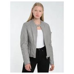 Bikerjacke Mustang "31021532", Damen, Gr. XL, grau, Obermaterial: 100% Lammleder. Innenfutter: 100% Baumwolle. &Auml;rmelfutter: 100% Polyester. Wattierung: 100% Polyester, Jacken