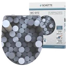 Sch&uuml;tte WC-Sitz SCH&Uuml;TTE "Round Dips", schwarz-wei&szlig; (schwarz, grau, wei&szlig;), B:374cm H:4cm L:450cm, Duroplast, WC-Sitze, Duroplast, Absenkautomatik, Schnellverschluss, mit Motiv, High Gloss