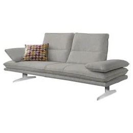 2-Sitzer W.Schillig "broadway, Designsofa mit tollem Sitzkomfort", grau (steel s22), B:216cm H:94cm T:96cm, Flachgewebe S22 (100% Polyester), Sofas, Sitztiefenverstellung, Kopfteil- & Seitenteilverstellung, Breite 216cm