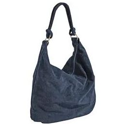 Beuteltasche Heine, Damen, Gr. B/H/T: 39cm x 49cm x 2cm, blau, Leder, unifarben, Taschen Beuteltasche