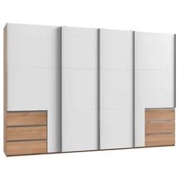 Schwebet&uuml;renschrank wimex "Level by fresh to go", wei&szlig; (plankeneichefarben, wei&szlig;), B:350cm H:236cm T:65cm, Schr&auml;nke, Schwebet&uuml;renschrank, mit Synchron&ouml;ffnung