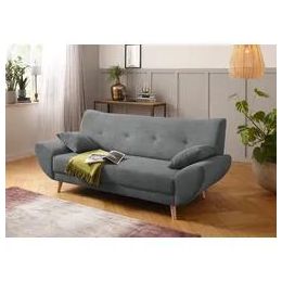 3-Sitzer Home Affaire "Basta", grau (dunkelgrau), B:205cm H:80cm T:82cm, (100% Polyester) Struktur fein (100% Polyester) Chenille, Sofas