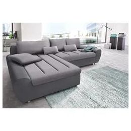 Sit & More Ecksofa SIT & MORE "Bandos L-Form", grau (anthrazit, hellgrau), B:289cm H:83cm T:173cm, Flachgewebe, 2-farbig ( 100% Polyester);Luxus-Kunstleder / Struktur ( 95% Polyester, 5% Baumwolle );Altara Nubuck (95% Polyester, 5% Baumwolle) / Feinstruktur (100% Polypropylen), Sofas, Ecksofa, in 2 unterschiedlichen Gr&ouml;&szlig;en, wahlweise mit Bettfunktion