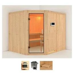 Sauna Karibu "Marit", beige (naturbelassen), Saunaofen, externe Steuerung, 9 kW, Saunen, Ofen 9 KW externe Strg easy