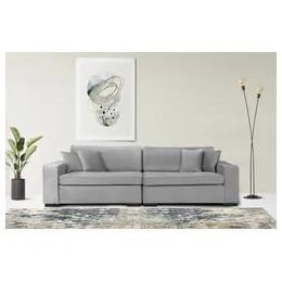 2-Sitzer Home Affaire "Skara", grau, B:220cm H:86cm T:100cm, 100% Polyester, Sofas, Lounge-Sofa mit Federkernpolsterung, in vielen Bezugsvarianten