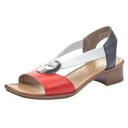 Sandalette Rieker, Damen, Gr. 38, rot (rot, kombiniert), Lederimitat, Schuhe Sandalette, Sommerschuh, Sandale, Blockabsatz, mit Stretchband