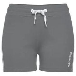 Relaxshorts BENCH. LOUNGEWEAR, Damen, Gr. 36/38, N-Gr, grau (stone, wei&szlig;), Jersey, Obermaterial: 60% Baumwolle, 40% Polyester, unifarben mit Farbeinsatz, bequem kurz, Hosen, mit Seitenstreifen, Loungewear