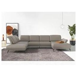 Sit & More Wohnlandschaft SIT & MORE "Coco U-Form", grau (steel), B:382cm H:88cm T:242cm, 95% Polyester, 5% Polyamid, Sofas, Wohnlandschaft, Sitztiefen-, Arm- und Kopfteilverstellung, Cord-Bezug, Fu&szlig;h&ouml;he 15 cm