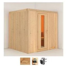 Sauna Karibu "Dima", beige (naturbelassen), Saunaofen, integrierte Steuerung, 3,6 kW, Saunen, Ofen 3,6 kW intgr. Strg