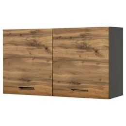 H&auml;ngeschrank KOCHSTATION "KS-Trier", grau (wotaneiche, grafit), B:100cm H:57cm T:34cm, Holzwerkstoff, MDF, Schr&auml;nke, H&auml;ngeschrank, Breite 100 cm