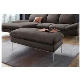 Hocker W.Schillig "enjoy&MORE", braun (braun z59), B:106cm H:45cm T:71cm, Chenille-Flachgewebe R66 (85% Polyester, 15% Nylon);Longlife Xtra-Leder Z59: Glattleder mit modischer Pr&auml;gung. Hautst&auml;rke 0, 9 - 1, 1 mm;Stoff S37 (100% Polyester), Hocker, Hocker, F&uuml;&szlig;e silber matt, Breite 106 cm