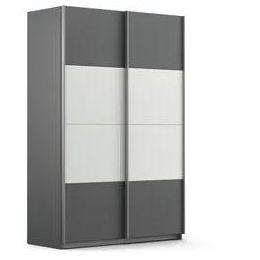 Schwebet&uuml;renschrank Rauch "Quadra Schlafzimmerschrank in vielen Breiten", grau (grau metallic, wei&szlig;glas), B:136cm H:210cm T:62cm, Holzwerkstoff, Schr&auml;nke, Schwebet&uuml;renschrank, Kleiderschrank Garderobenschrank Schrank mit Glaselementen