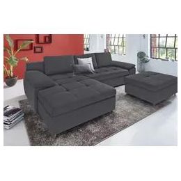 Ecksofa Home Affaire "Labene L-Form", grau (dunkelgrau), B:270cm H:82cm T:90cm, Struktur fein (95% Polyester, 5% Polyamid);Luxus-Microfaser ALTARA NUBUCK (100% Polyester);Kunstleder SOFTLUX / Struktur (100% Polyester);Struktur (100% Polyester);Flachgewebe (95% Polyester, 5% Polyamid), Sofas, Ecksofa, wahlweise mit Bettfunktion und Bettkasten, auch als XXL-Variante