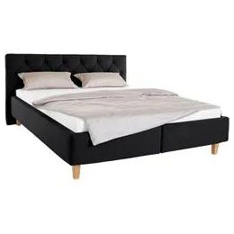 Polsterbett Home Affaire "Sunley 100", grau (anthrazit), B:203cm L:210cm, Struktur (100% Polyester);Strukturstoff (100% Polyester), Betten, Polsterbett, Kreuzsteppung, Kopfteilh&ouml;he 102 cm, ohne oder mit Matratze/Lattenrost