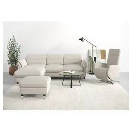 Sit & More Ecksofa SIT & MORE "Grenoble L-Form mit Federkern", beige (creme), B:251cm H:85cm T:161cm, Sofas, Ecksofa, wahlweise mit Bettfunktion, Bettkasten, Arm- und Kopfteilverstellung