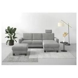 Ecksofa Home Affaire "Summer L-Form", silber, B:249cm H:91cm T:164cm, 100% Polyester, Sofas, Ecksofa, mit Recamiere, mit oder ohne Bettfunktion und Bettkasten, Cord-Bezug