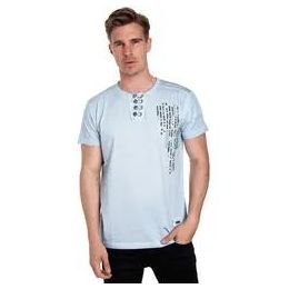T-Shirt Rusty Neal, Herren, Gr. S, blau (hellblau), 100% Baumwolle, mehrfarbig, normal, Rundhals, Shirts T-Shirt, mit schicker Knopfleiste
