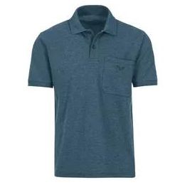 Poloshirt TRIGEMA "TRIGEMA Polohemd mit Brusttasche", Herren, Gr. 3XL, blau (jeans, melange), Piqu&eacute;, 100% Baumwolle, Basic, normal, ohne Ausschnitt, Shirts