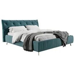Polsterbett Home Affaire "Elloree in 4 Breiten bis 200cm, auch in Leder", blau (blau, grau), B:216cm H:105cm L:234cm, 100% Polyester, Betten, Polsterbett, Kopfteilh&ouml;he 105cm, belastbar bis 280 kg, auch in &Uuml;berl&auml;nge 220cm