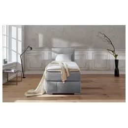 Boxspringbett Home Affaire "Wehma", grau, B:110cm L:213cm, Struktur fein (100% Polyester), Komplettbetten, Boxspringbett, inkl. Topper in 3 verschiedenen Matratzen, auch in Samtstoff