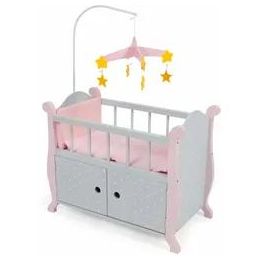 Bayer Chic 2000 Puppenbett CHIC2000 "Puntos Grey", grau (puntos grau), Puppenm&ouml;bel, KinderB:31cm H:78cm T:31cm, Holzwerkstoff, MDF, aus Holz mit Mobile, B:31cm H:78cm T:31cm