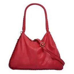 Shopper Samantha Look, Damen, Gr. B/H/T: 34cm x 24cm x 9cm onesize, rot, Leder, leicht gl&auml;nzend, unifarben, Taschen Shopper, echt Leder, Made in Italy