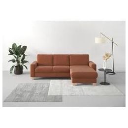 Ecksofa Home Affaire "Summer L-Form", rosa (kupfer), B:249cm H:91cm T:164cm, 95% Polyester, 5% Polyamid, Sofas, Ecksofa, mit Recamiere, mit oder ohne Bettfunktion und Bettkasten, Cord-Bezug