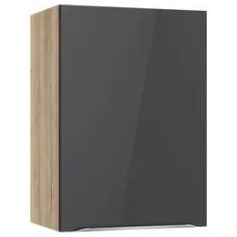 H&auml;ngeschrank KOCHSTATION "KS-Aken", grau (anthrazit hochglanz, wildeiche nachbildung), B:50cm H:70,4cm T:34,6cm, Schr&auml;nke, H&auml;ngeschrank