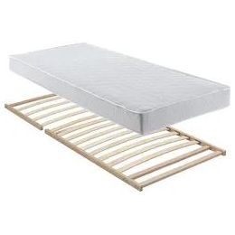 Polsterbett, beige, B:125cm L:212cm, Bezug Bett: Mikrofaser (100% Polyester);Bonnell-Federkernmatratze: Mischgewebe (51% Polyprophlen, 39% Polyester, 10% Baumwolle);Kaltschaummatratze: Frottee (100% Polyester), Bezug abnehm- und waschbar bis 60C, Westfalia Schlafkomfort, Betten, Polsterbett, mit Bettkasten