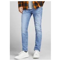 Jack & Jones Slim-fit-Jeans JACK & JONES "JJIGLENN Jeans mit schmaler Beinform und Stretch f&uuml;r Komfort", Herren, Gr. 36, L&auml;nge 34, blau (light blau denim), Denim/Jeans, Obermaterial: 98% Baumwolle, 2% Elasthan, Abriebeffekte, slim fit lang, Jeans Slim-fit-Jeans, Baumwollmischung, slim fit