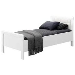 Einzelbett Priess "Arnsberg", wei&szlig; (lichtwei&szlig;, wei&szlig;), B:108cm L:208cm, Betten, Kinder-Einzelbett Jugendbett Bettgestell, Komforth&ouml;he mit gepolstertem Kopfteil