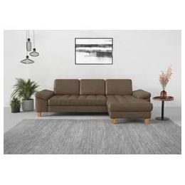 Sit & More Ecksofa SIT & MORE "Westham L-Form", braun (coffee), B:275cm H:88cm T:172cm, 100% Polyester, Sofas, Ecksofa, mit Recamiere, mit oder ohne Bettfunktion, Bettkasten, F&uuml;&szlig;e Eiche