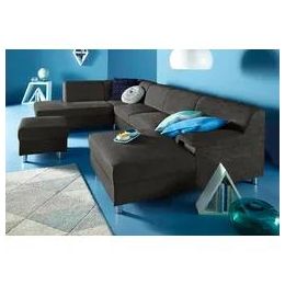 Wohnlandschaft Home Affaire "Jamie, zeitloses Design, fester Sitzkomfort, viel Platz, U-Form", schwarz, B:308cm H:72cm T:80cm, Sofas, Wohnlandschaft, wahlweise mit Bettfunktion