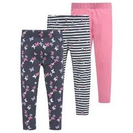 Leggings Kidsworld "3er Pack Leggings f&uuml;r kleine M&auml;dchen", M&auml;dchen, Gr. 92/98, N-Gr, bunt (bunt, gemustert, pink, uni, blau, wei&szlig;, gestreift), Jersey, Obermaterial: 95% Baumwolle, 5% Elasthan, bedruckt, gestreift, unifarben, eng lang, Hosen Leggings, mit unterschiedlichen Mustern und Farben