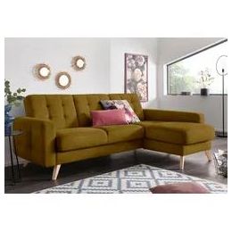 Ecksofa exxpo - SOFA FASHION "Nappa, kompakt und komfortabel, bequem, zeitloses Design, L-Form", gelb (mustard), B:222cm H:87cm T:156cm, Samtvelours (100% Polyester);Webvelours (100% Polyester), Sofas, Ecksofa, tolle Detailverarbeitung, inkl. Bettfunktion und Bettkasten